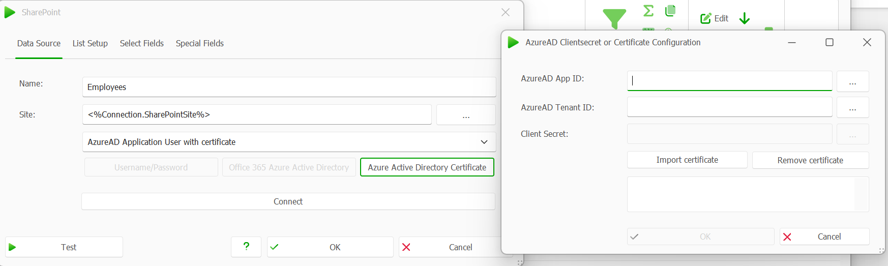 Inserting information from the Microsoft Excel config file into the Add-In’s Entra ID configuration